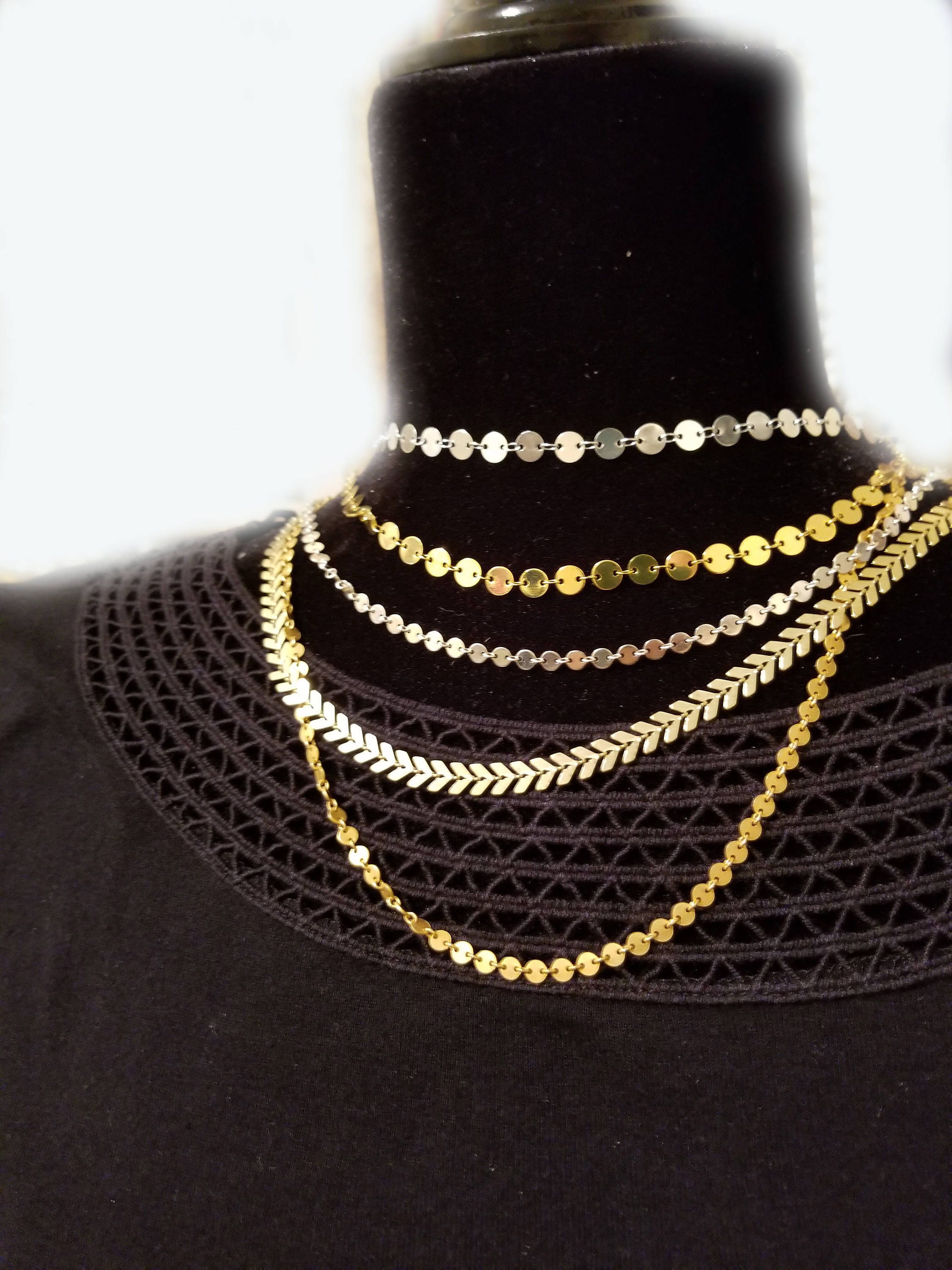 Sequin Chain Necklace Square Chain Necklace Adjustable | Etsy