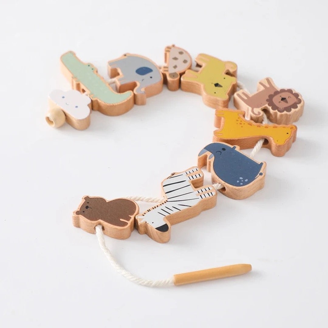 Wooden Lacing Toy, Threading Toy Play Set, Montessori Baby Toys, Motor ...