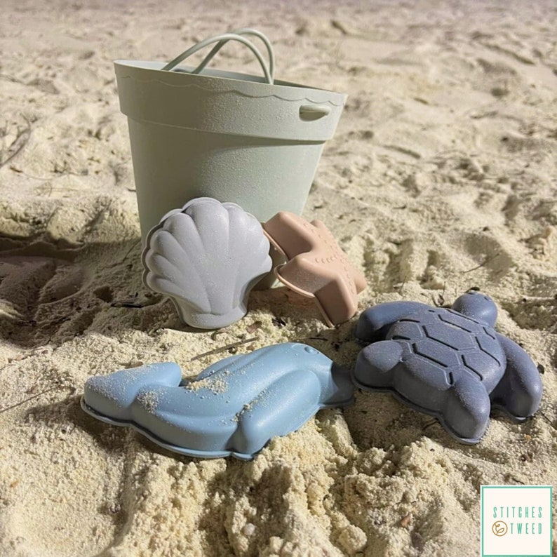 Silicon Kids Beach Toys With Molds Water Pail Bucket Sand - Etsy