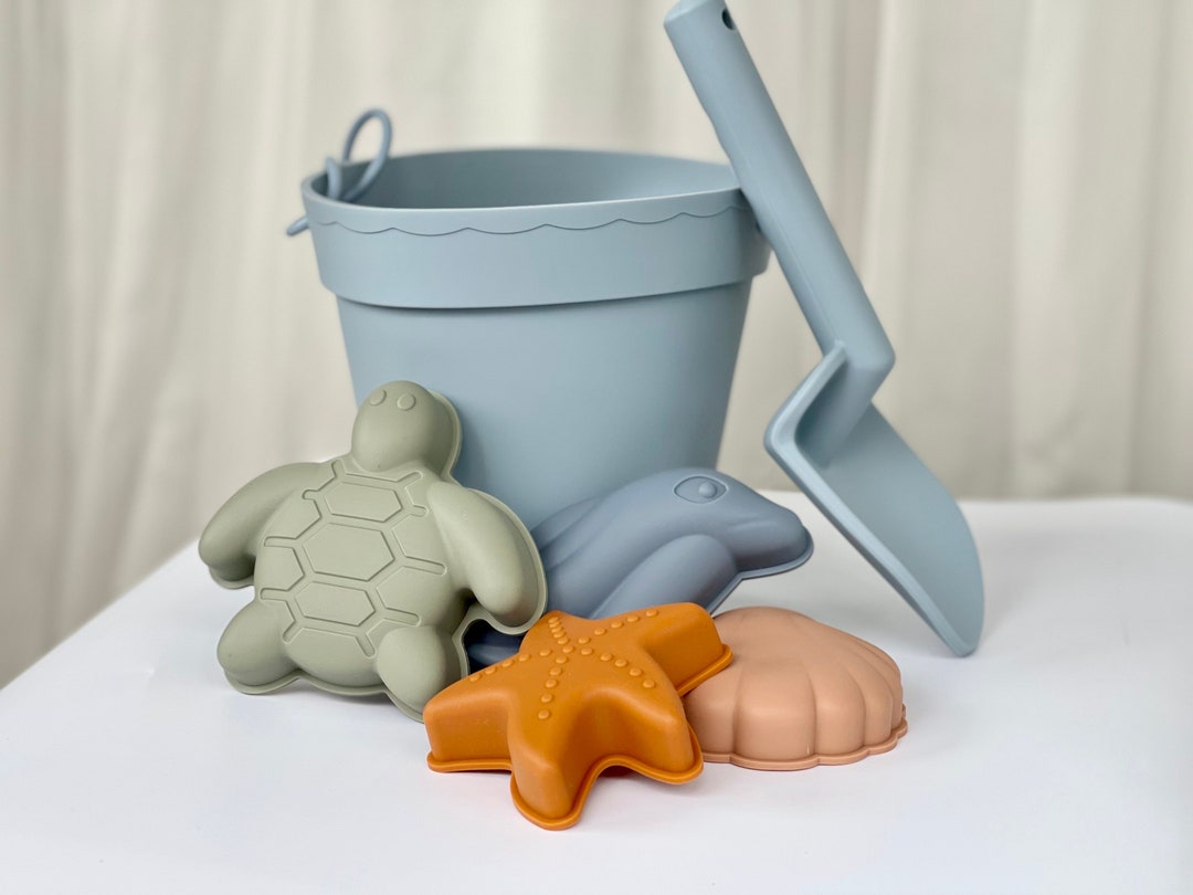Silicon Kids Beach Toys With Molds Water Pail Bucket Sand Shovel, Set X ...