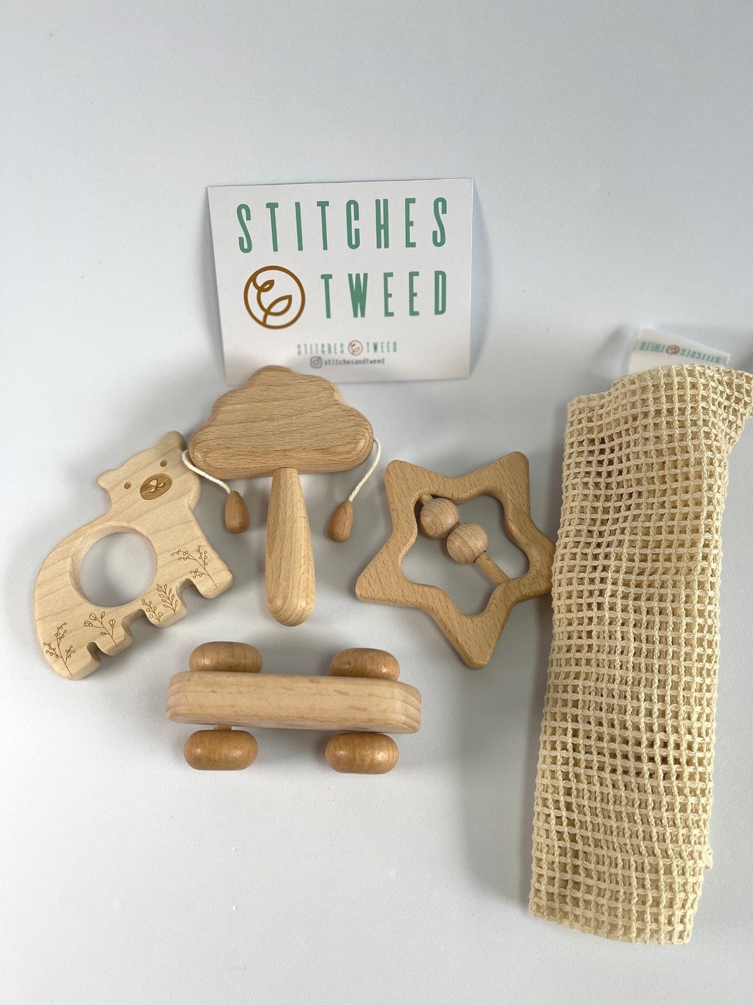 Montessori Toys Essential Gift Set of 4 Natural Wooden Rattles Wooden ...