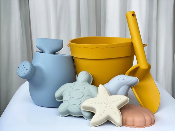 Silicon Kids Beach Toys With Molds Water Pail Bucket Sand - Etsy