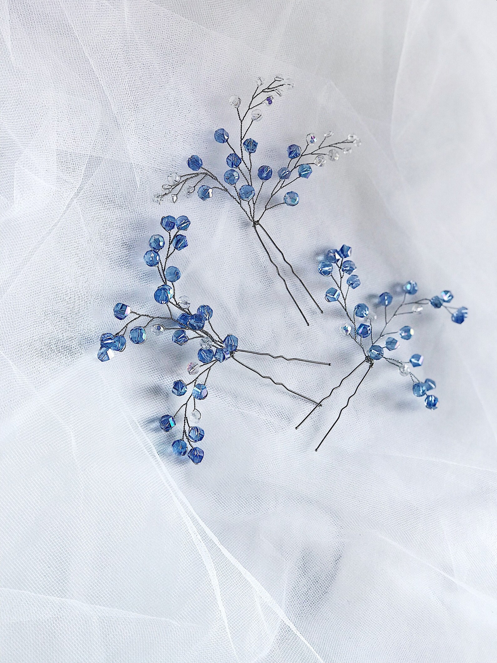 Something Blue Wedding Hair Pins Crystal Light Blue Bridal Hair Pins ...