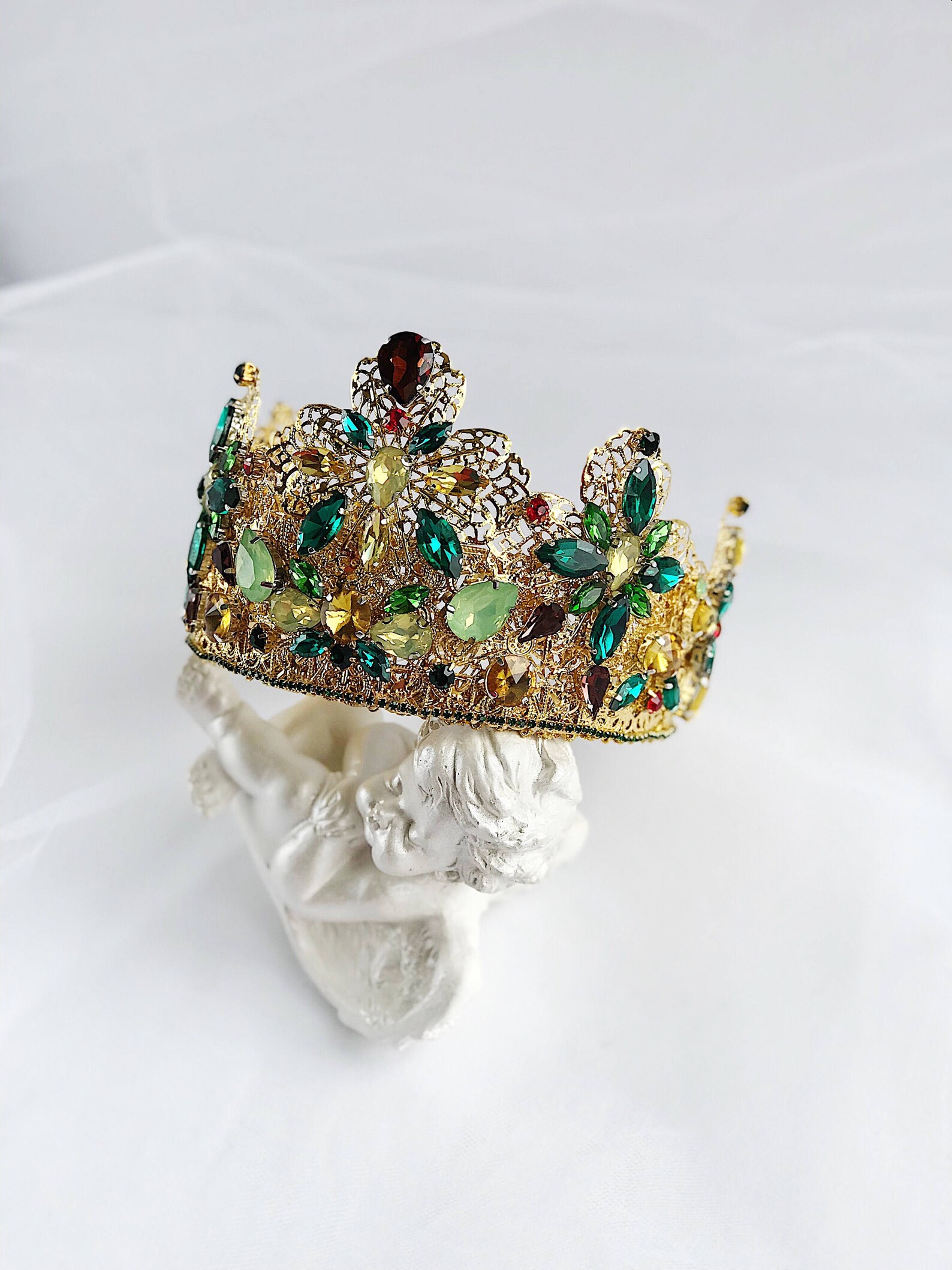 Dolce Baroque Crystal Crown Wedding Tiara Gold Italian Style | Etsy