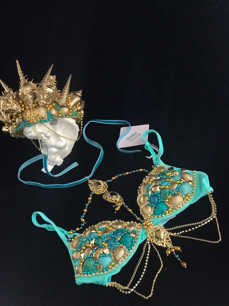 Mermaid Bra Shell Barrier Reef Crown Dance Seashell Raw Wedding Tiara ...
