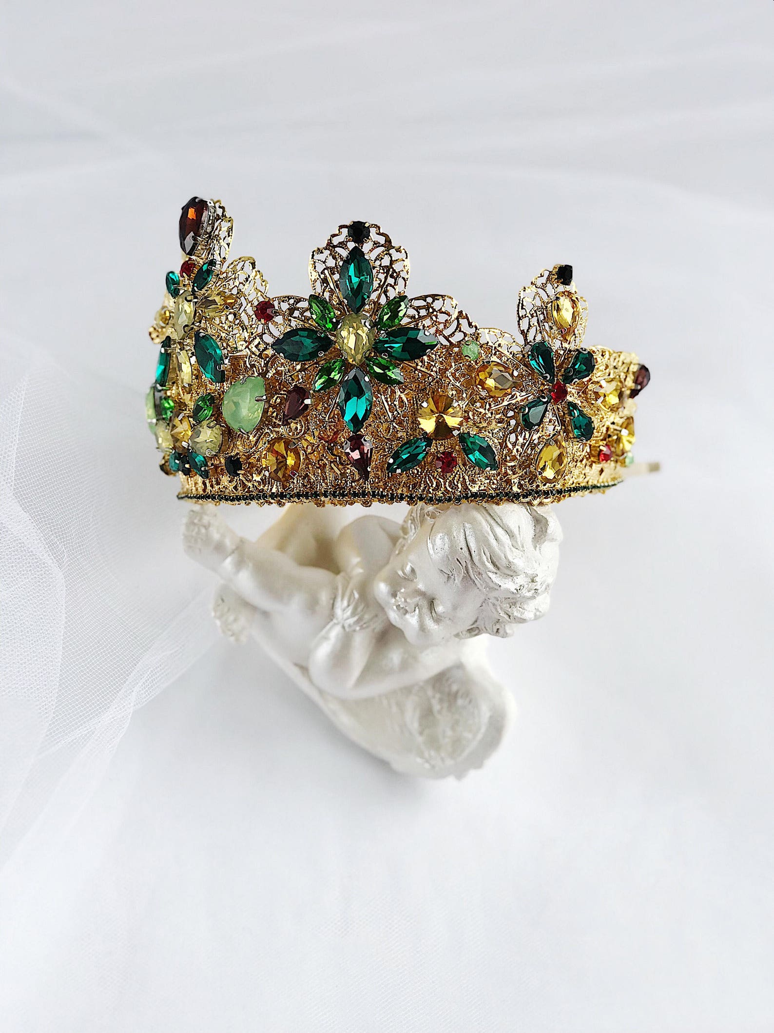 Dolce Baroque Crystal Crown Wedding Tiara Gold Italian Style | Etsy