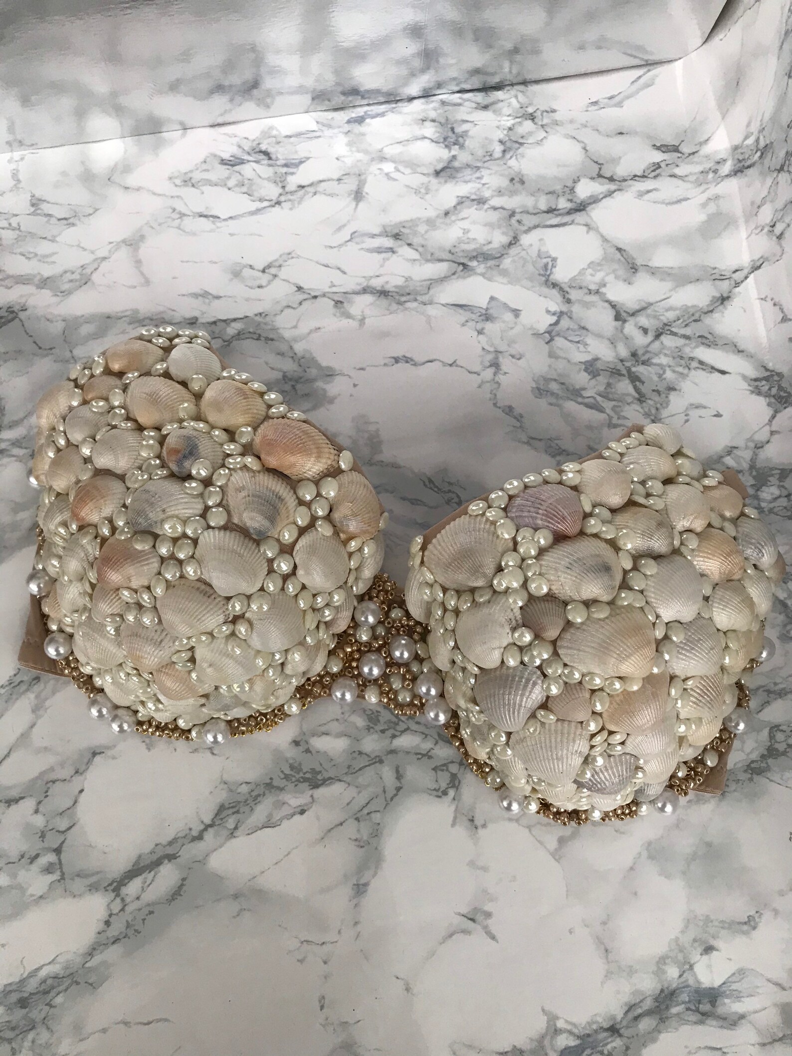 Mermaid Shell Bra Rave Top Pearl Gold White Costume Edm - Etsy
