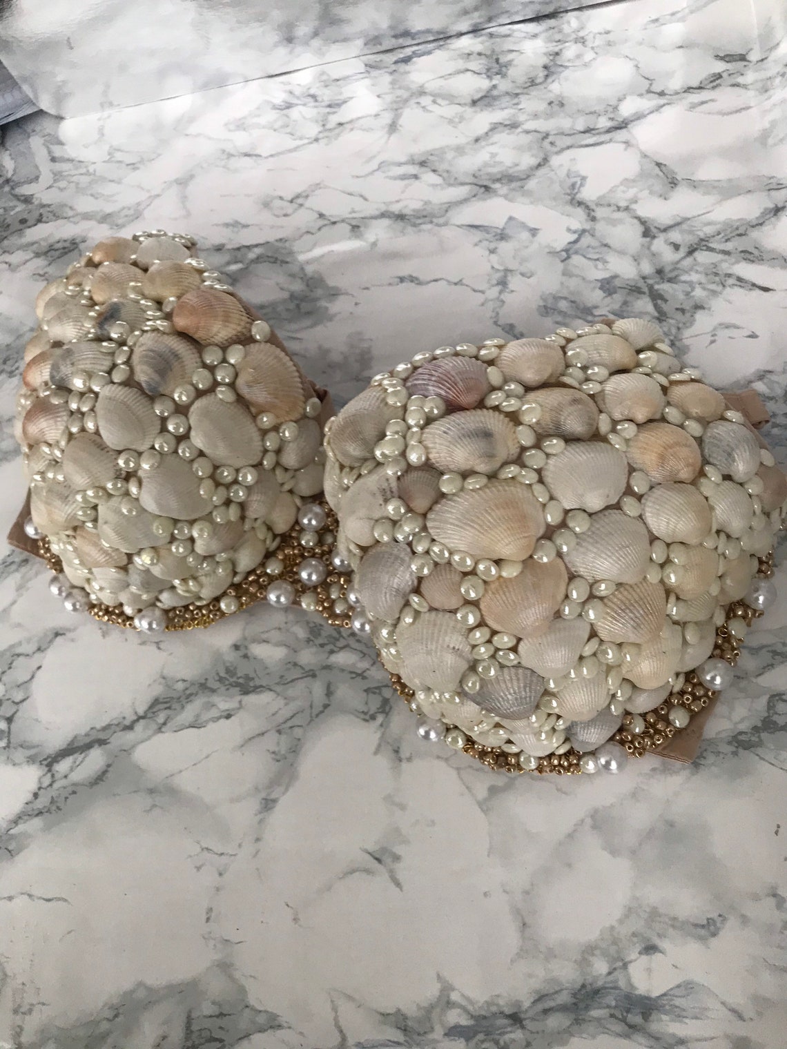 Mermaid Shell Bra Rave Top Pearl Gold White Costume Edm | Etsy