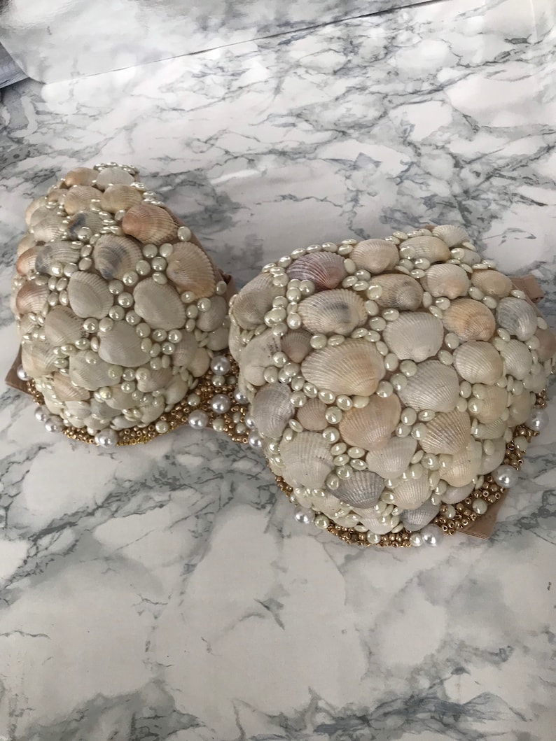 Mermaid Shell Bra Rave Top Pearl Gold White Costume Edm - Etsy