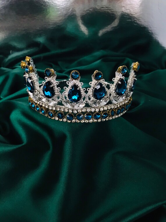 Custom Tiara Blue Green Queen Crown Baroque Crown Blue Queen - Etsy