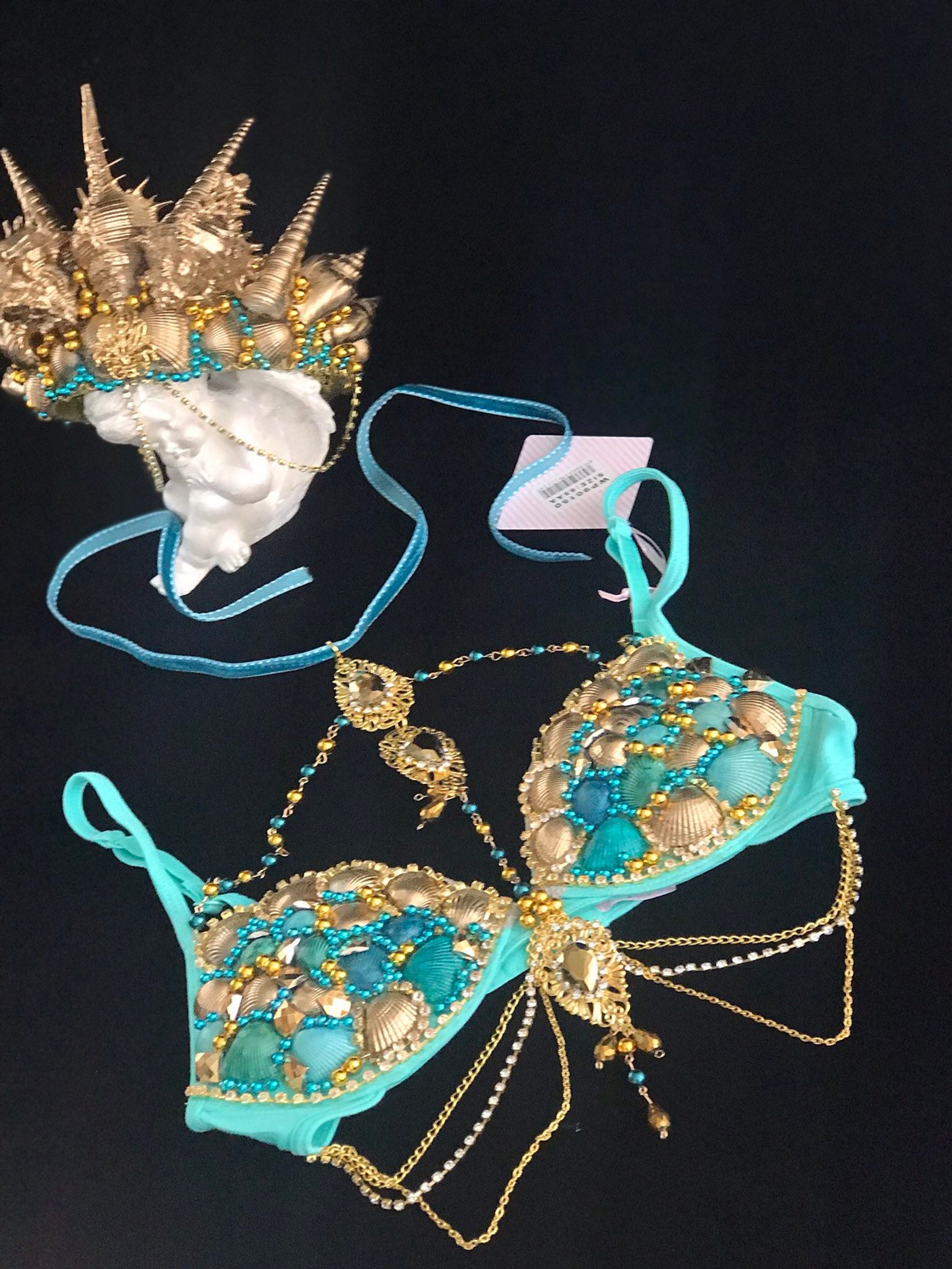 Mermaid Bra Shell Barrier Reef Crown Dance Seashell Raw Wedding Tiara ...