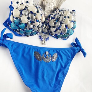 Mermaid Bra Shell Blue Saphire Silver Dance Swim Seashell Raw Wedding ...