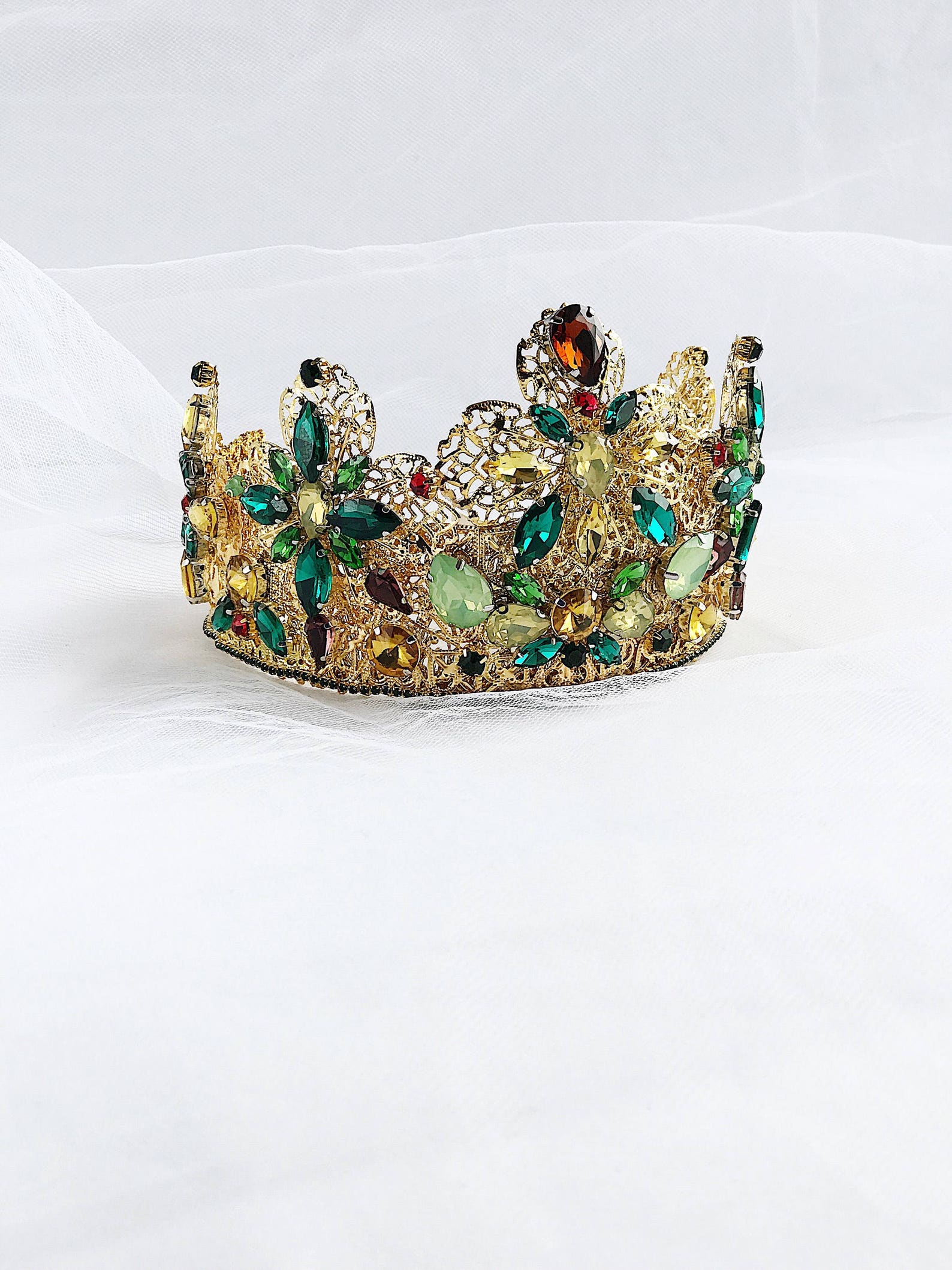 Dolce Baroque Crystal Crown Wedding Tiara Gold Italian Style | Etsy