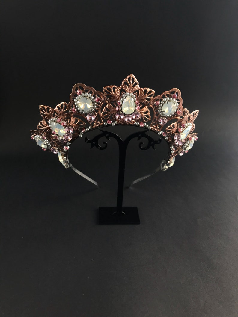 Rose Gold Ruby Opal Crown Tiara Bridal Wedding Crown Headpiece - Etsy