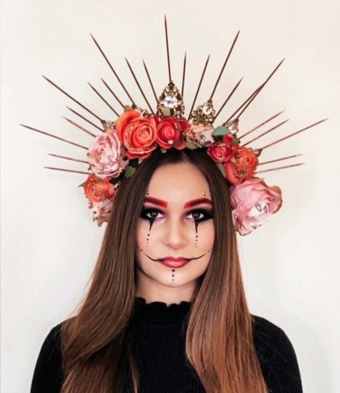Flower Spike Crown Headdress Christmas Spiked Headpiece Gold Rose ...