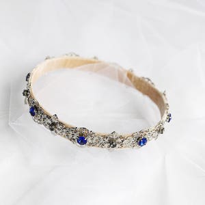 Dolce Men Silver Metal Wedding Crown Blue Gray Crystals Mens Unisex ...