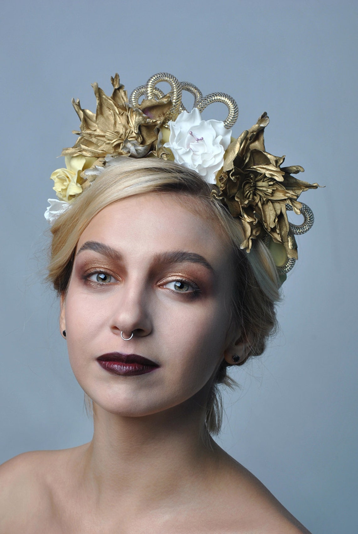 Gold Flowers Crown Golden Fashion Wedding Hair Accessories Bridal ...
