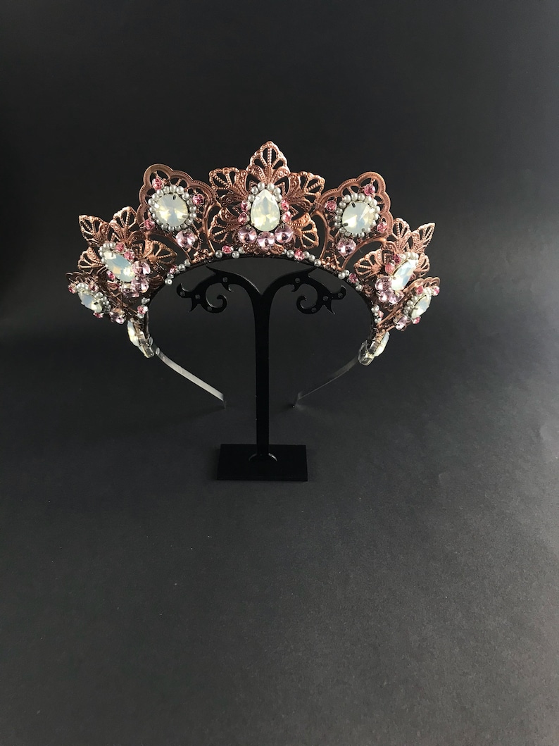 Rose Gold Ruby Opal Crown Tiara Bridal Wedding Crown Headpiece - Etsy