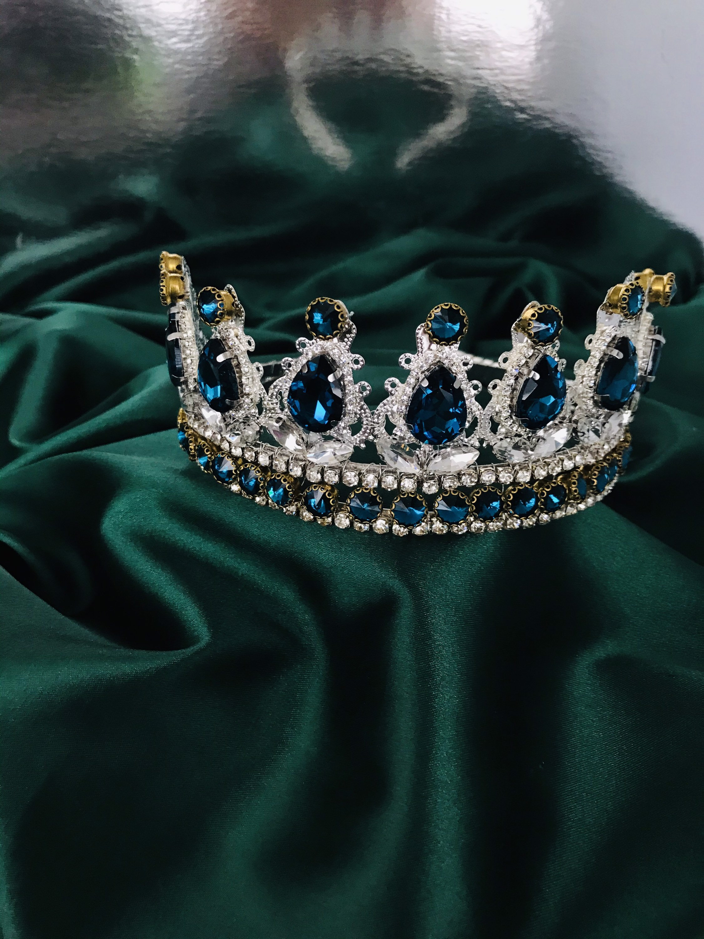 Custom Tiara Blue Green Queen Crown Baroque Crown Blue Queen - Etsy