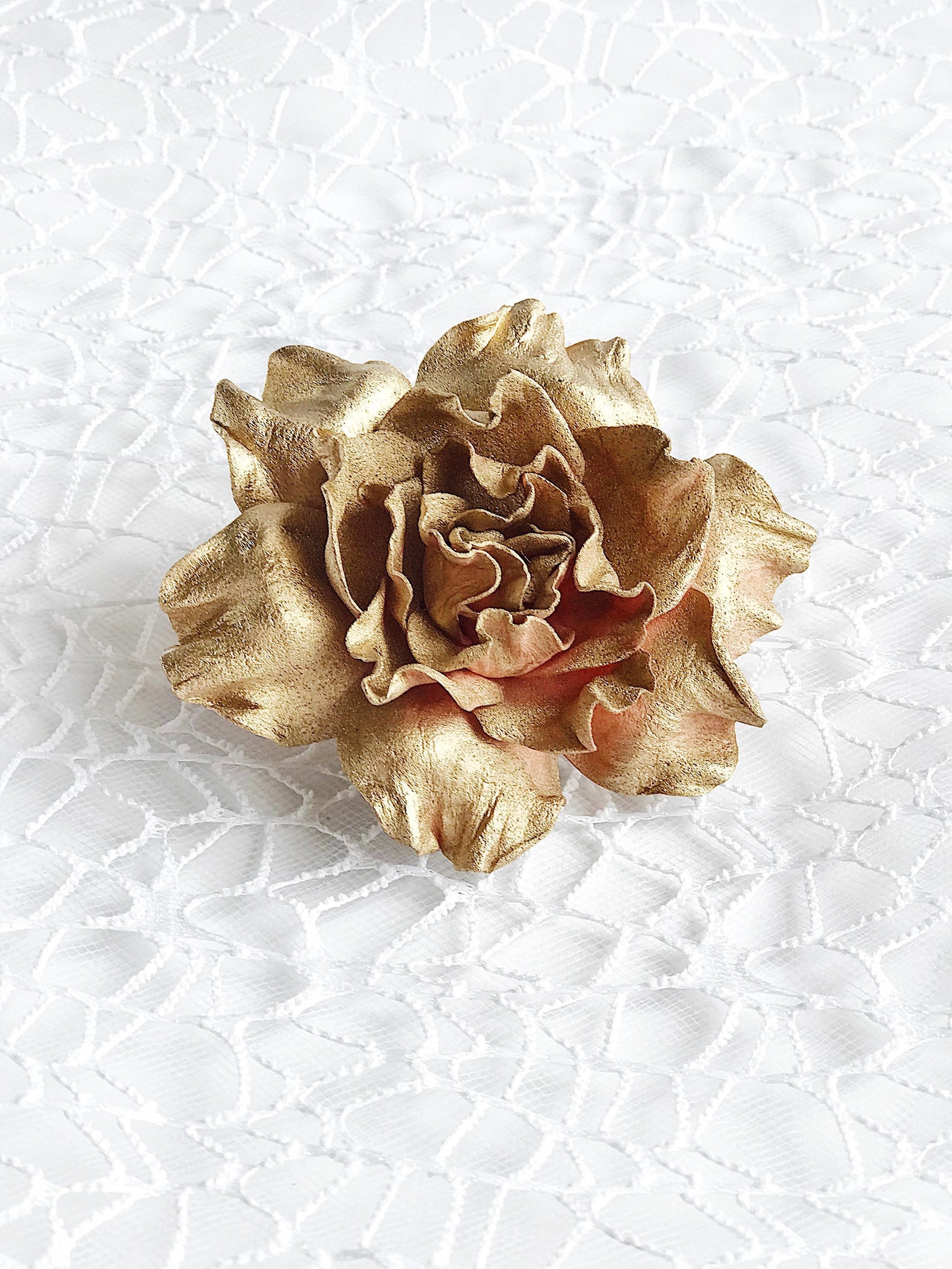 Rose Gold Flower Hair Clip Wedding Bridal Rose Hair Band - Etsy