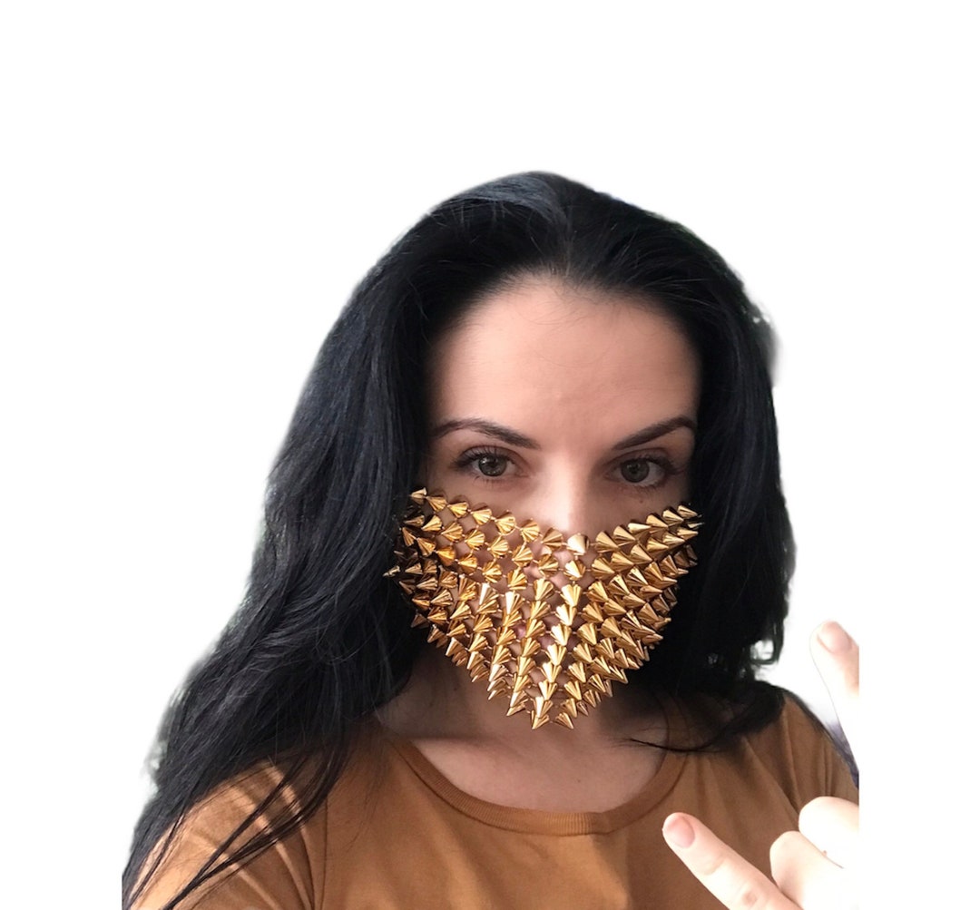 Rave Slay Face Mask Gold Spikes Festival Burning Man Facemask Mouth ...