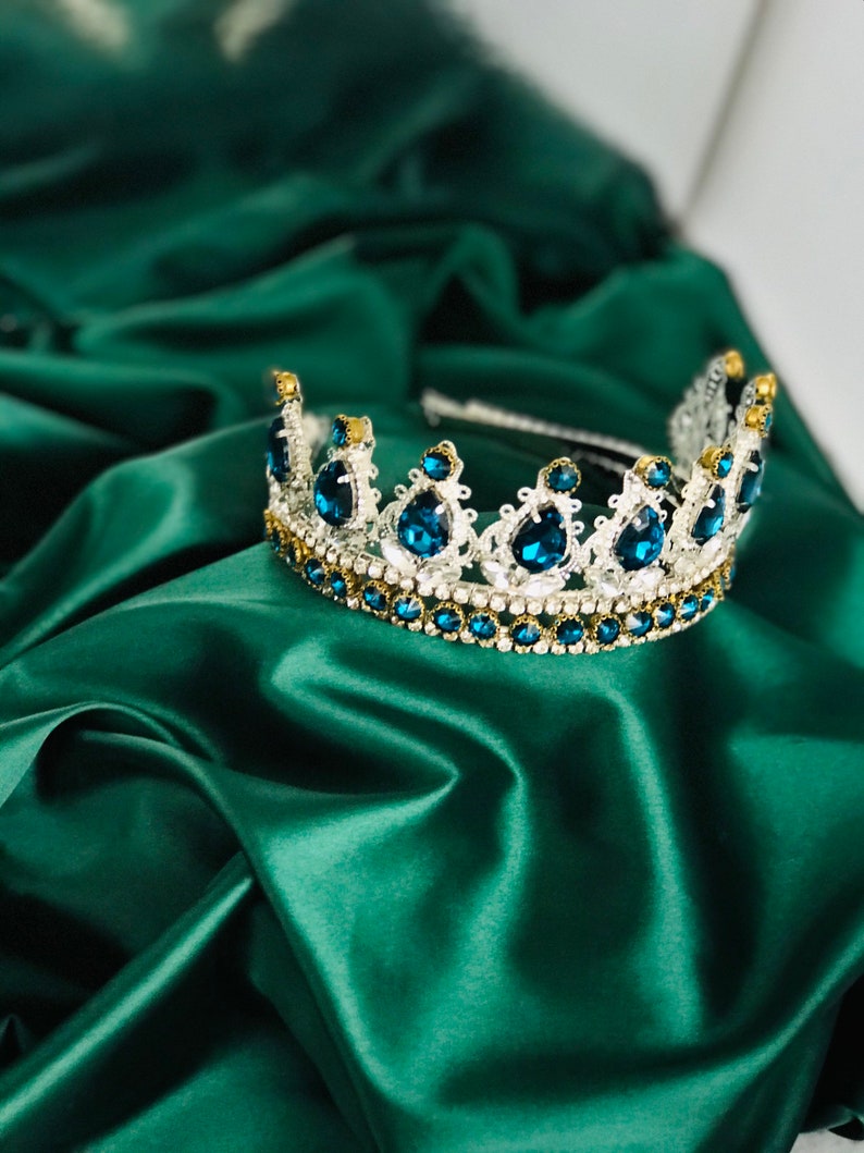 Custom Tiara Blue Green Queen Crown Baroque Crown Blue Queen - Etsy