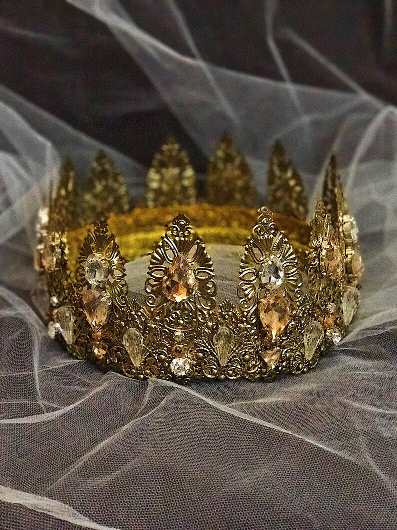 Round Crown christmas 2018 Adult adhd Crystals Gold wedding | Etsy