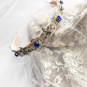 Dolce Men Silver Metal Wedding Crown Blue Gray Crystals Mens Unisex ...