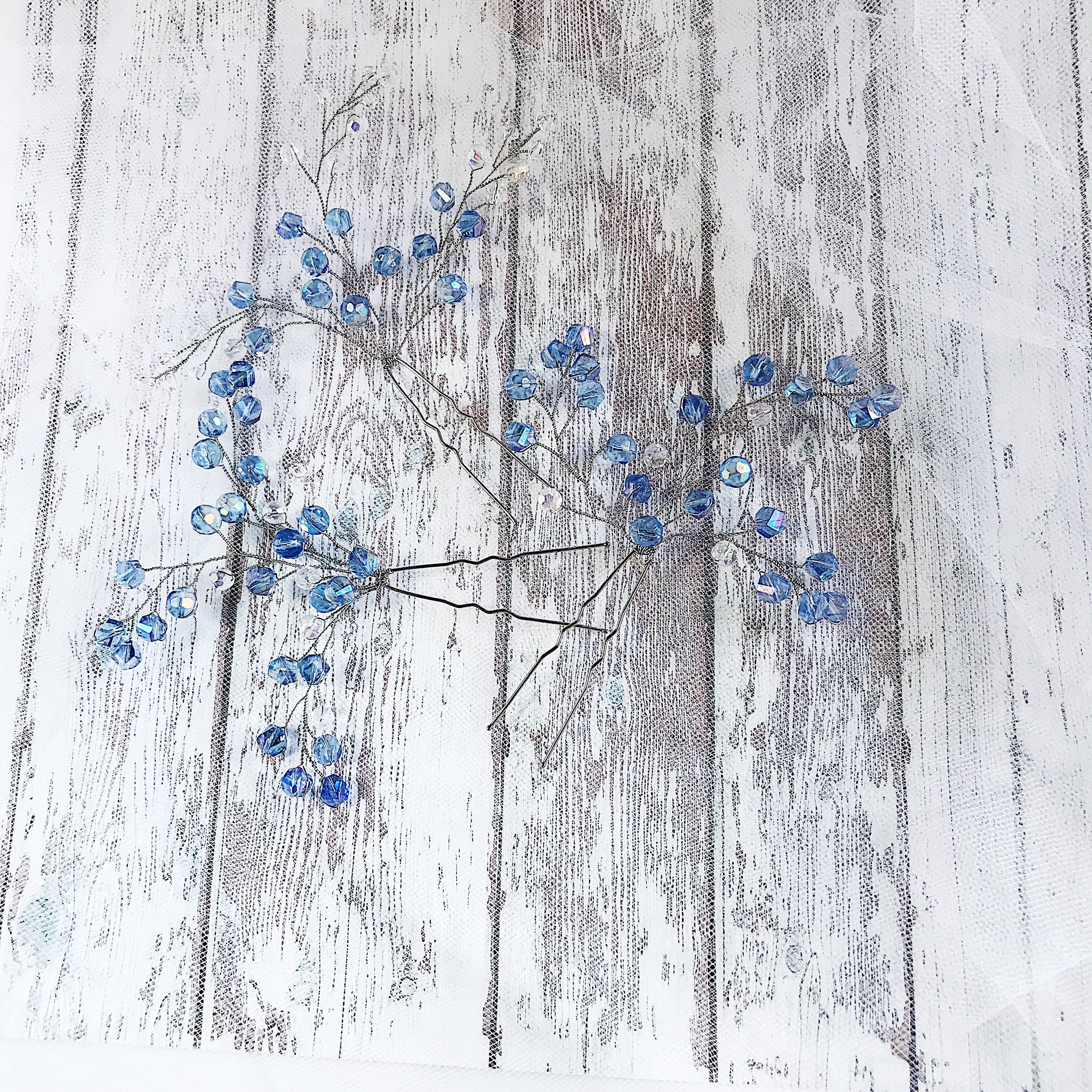 Something Blue Wedding Hair Pins Crystal Light Blue Bridal Hair Pins ...