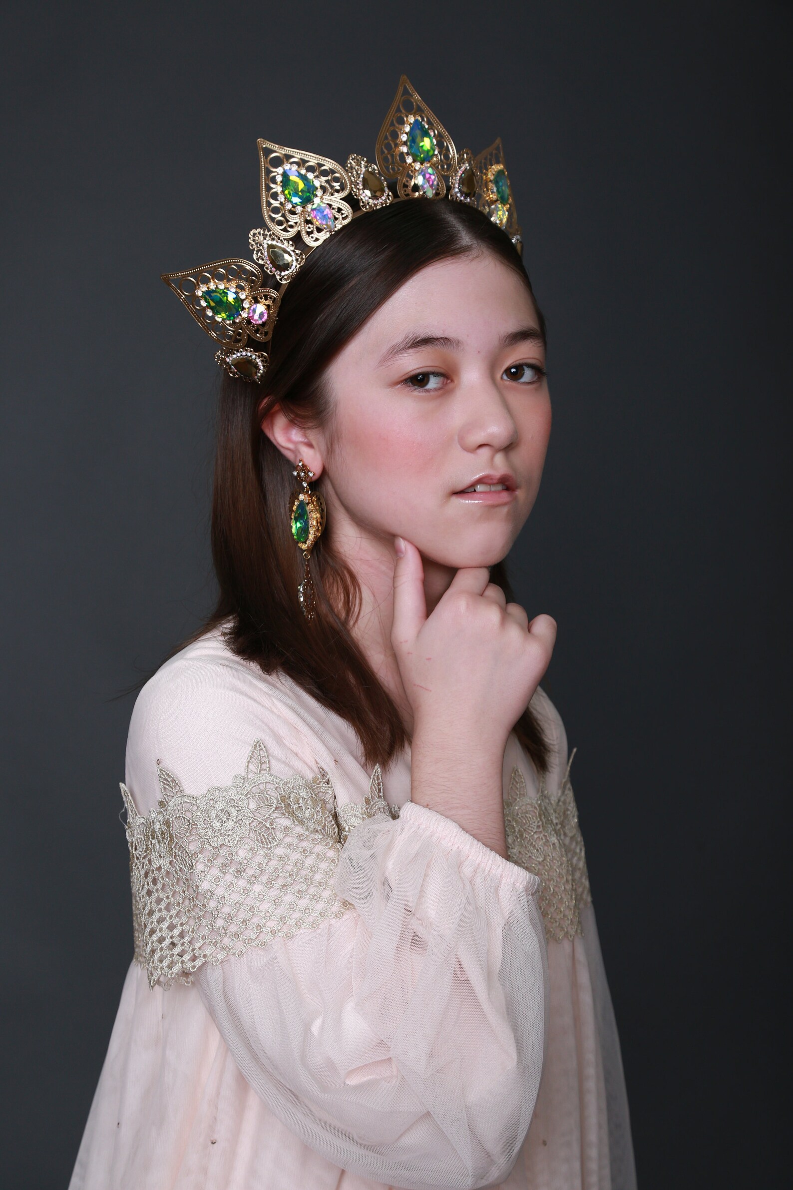 Christmas Bride Tiara Jewels Pagan Crown Gold Green Rainbow - Etsy