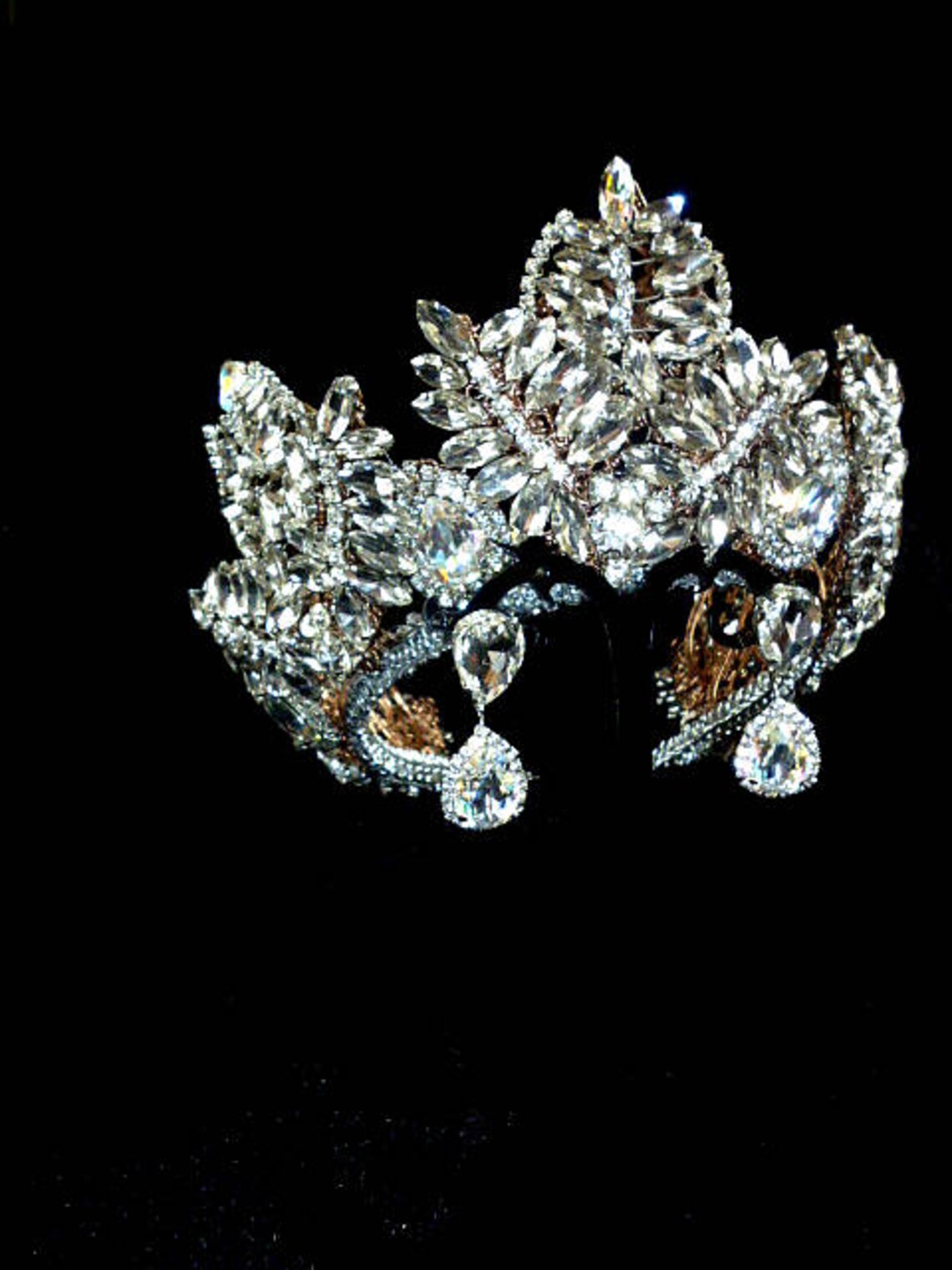 Royal Wedding Crystal Raw Queen Crown Earrings White Swarovski Rose ...
