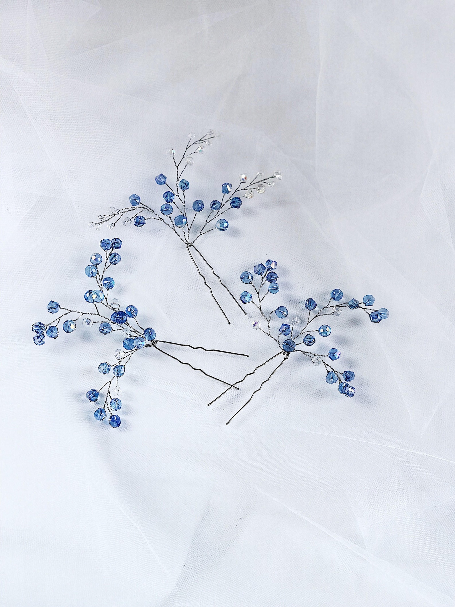 Something Blue Wedding Hair Pins Crystal Light Blue Bridal Hair Pins ...