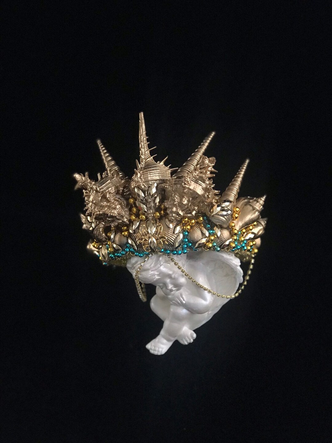 Shell Gold Shine Crown Mermaid Tiara Mermaid Crown Beach Wedding Crown ...