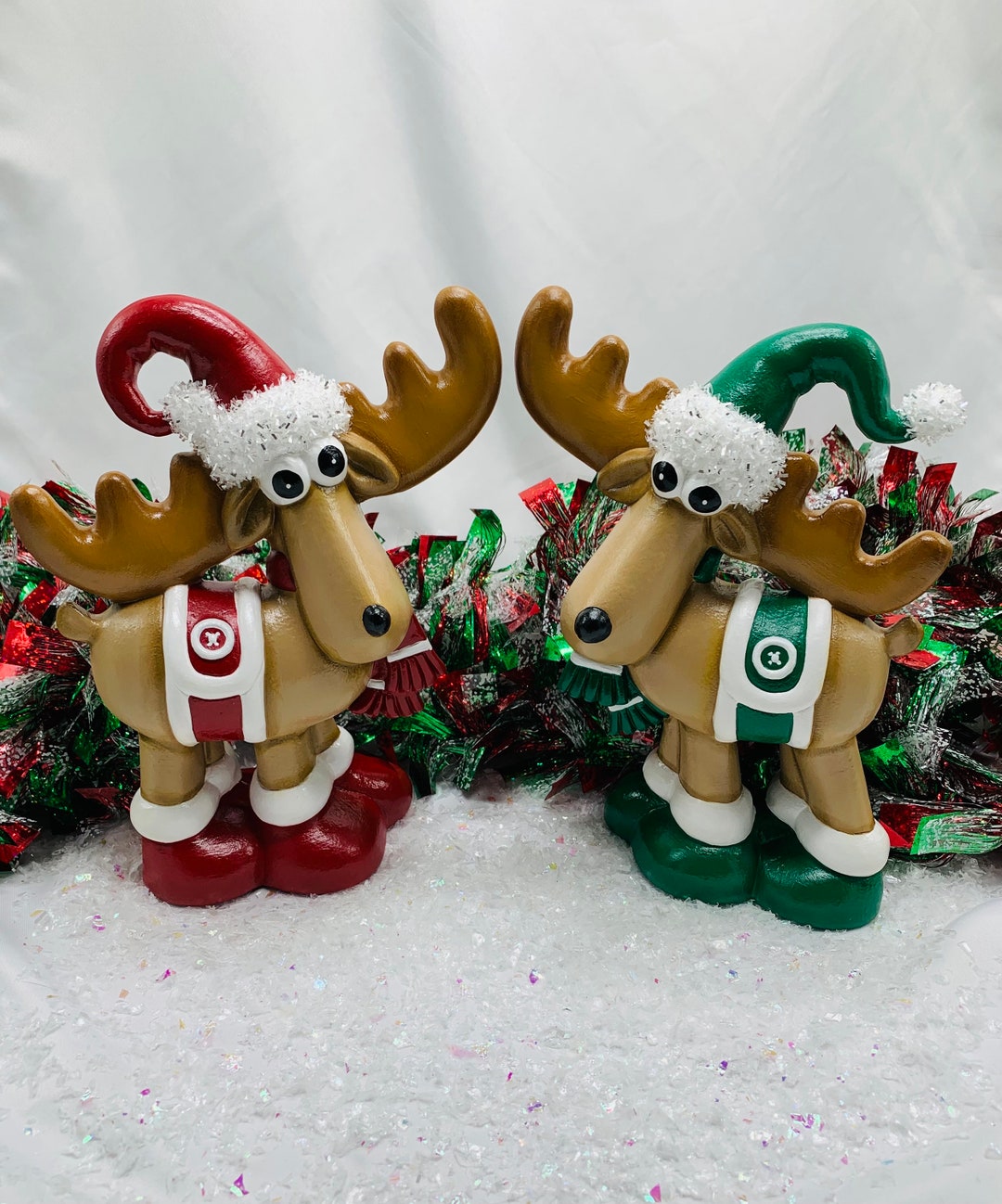Dancer and Prancer Winter Reindeer - Etsy