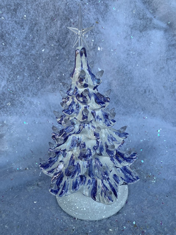 Ceramic Christmas Tree White Small Cystalized - Etsy