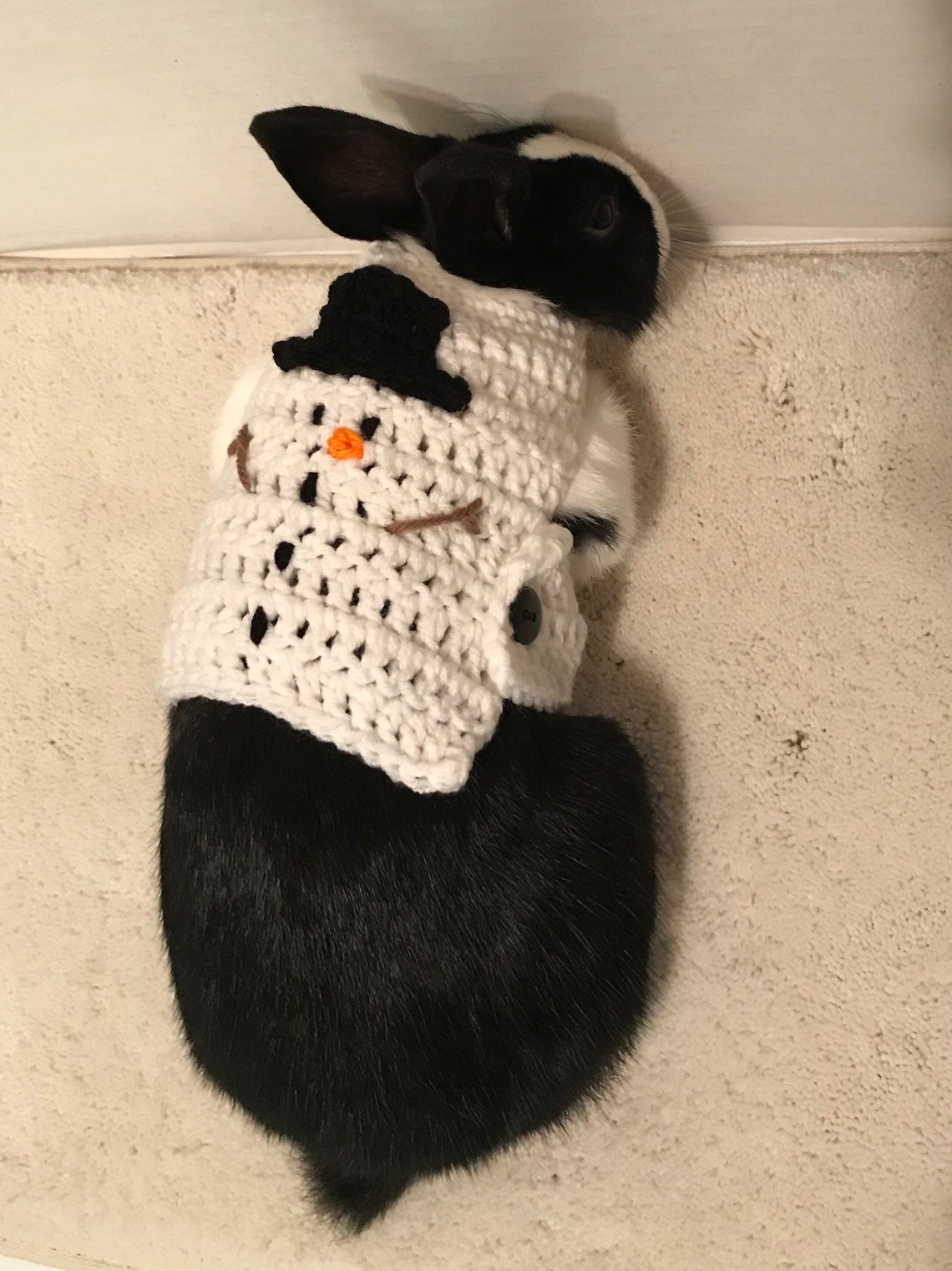 Rabbit Snowman Sweater, Christmas Sweater, Rabbit Clothes, Rabbit ...