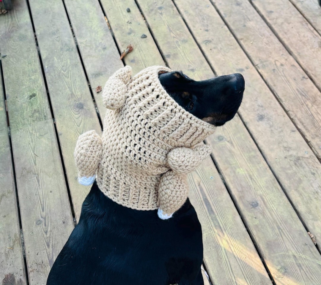 Crochet Pattern Dog Cooked Turkey Snood Cowl, Thanksgiving Dog Costume ...