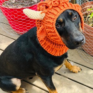 Crochet Pattern Highland Cow Dog Snood Cowl, Hairy Coos Hat, Fluffy Cow ...