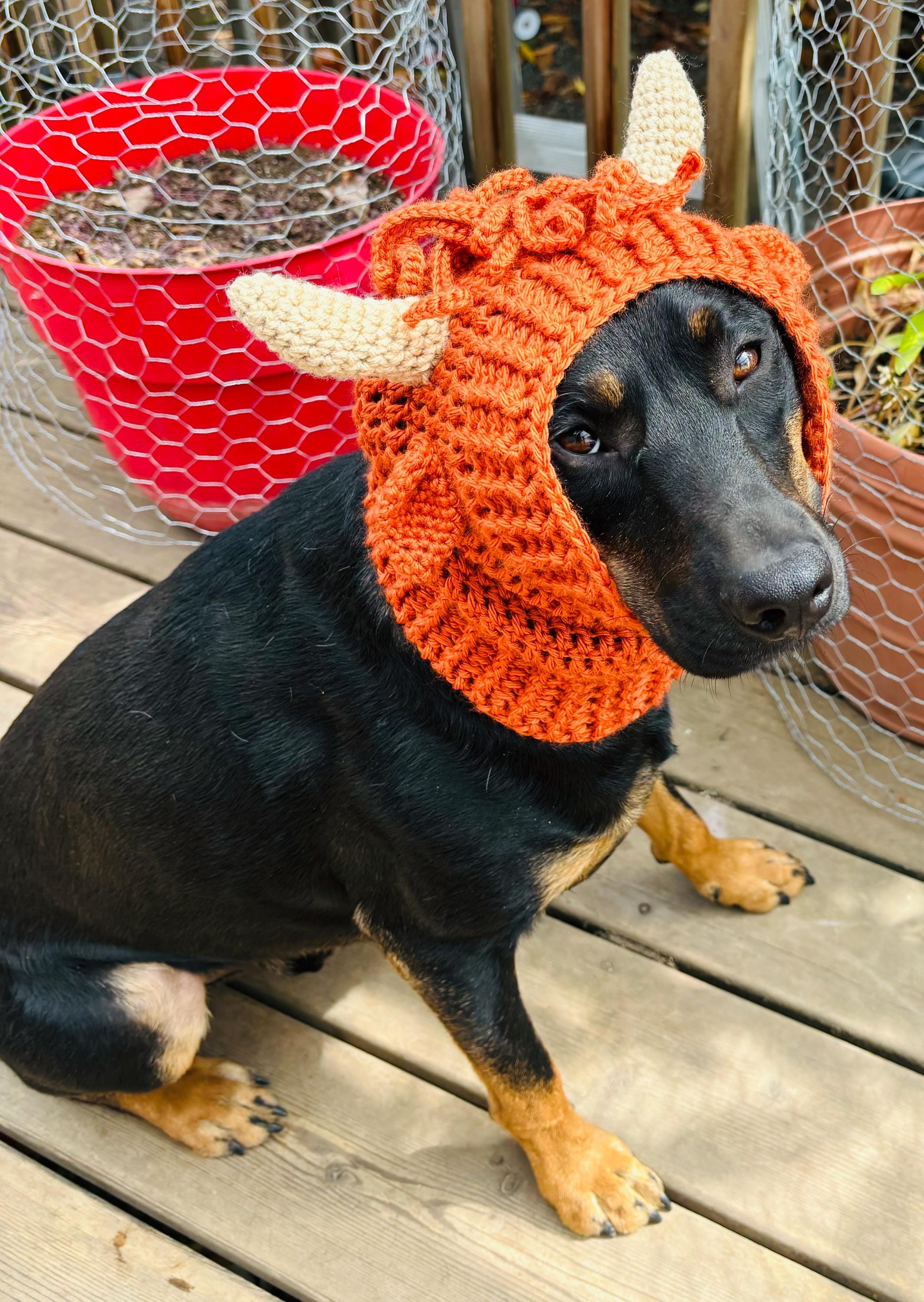 Crochet Pattern Highland Cow Dog Snood Cowl, Hairy Coos Hat, Fluffy Cow ...
