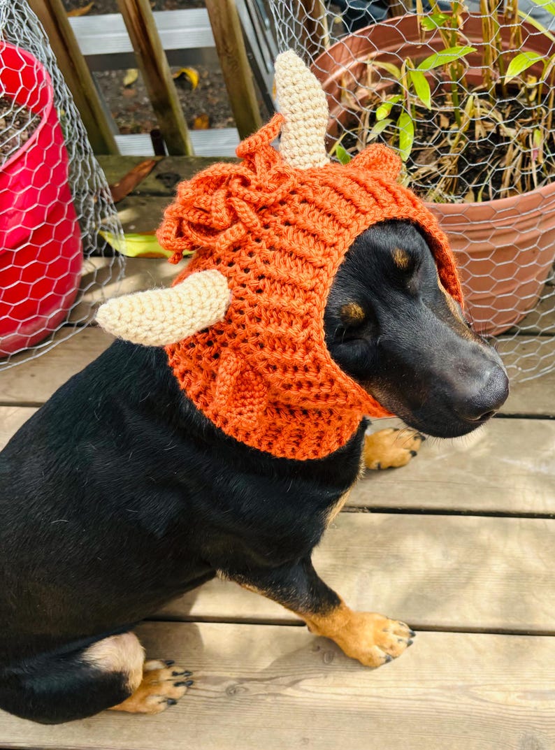Crochet Pattern Highland Cow Dog Snood Cowl, Hairy Coos Hat, Fluffy Cow ...