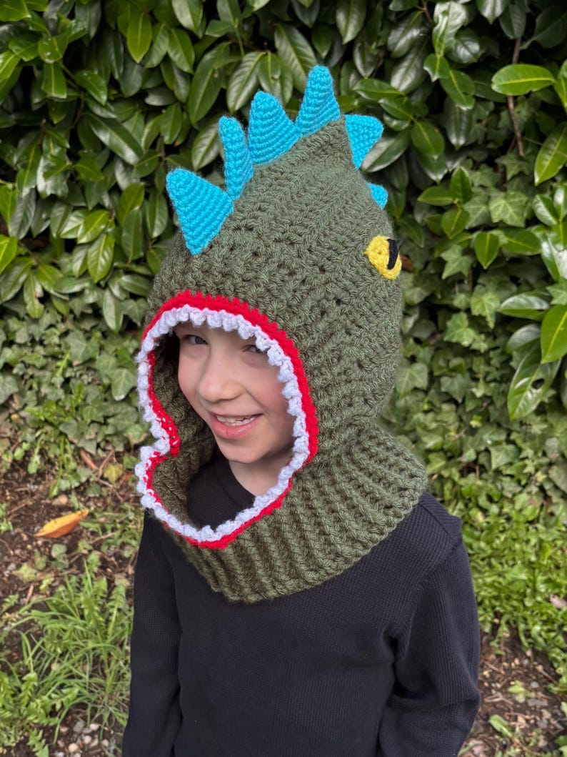 Crochet Pattern T-rex Cowl, Tyrannosaurus Rex Hat, Dragon Kids Hoodie ...