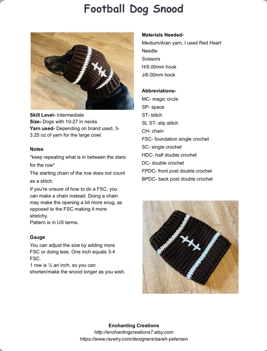 Crochet Pattern for Dog Football Snood Cowl, Pet Hat, Scarf for Dog - Etsy