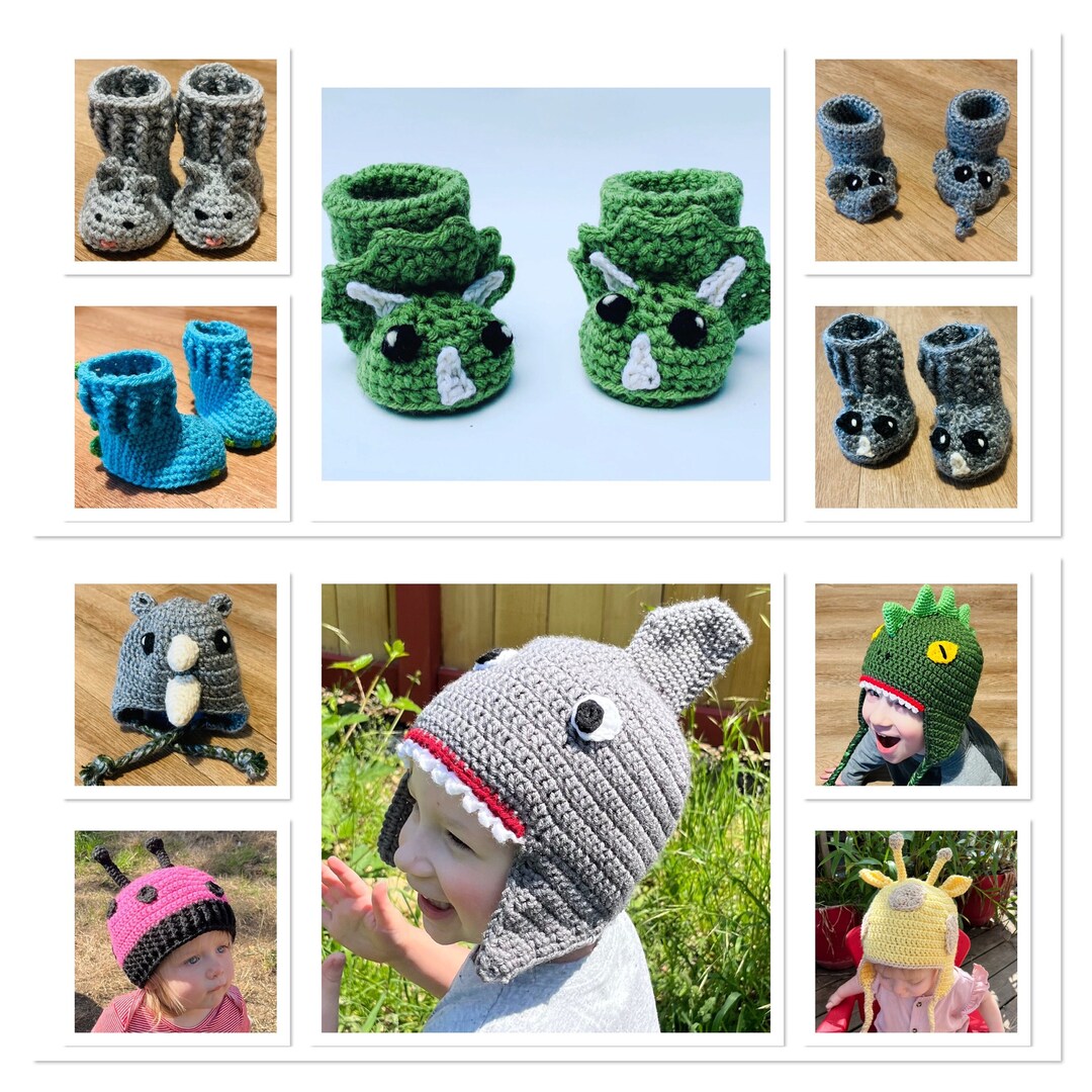 24 Crochet Patterns- Animal Hat & Baby Booties Collection- 24 Crochet ...