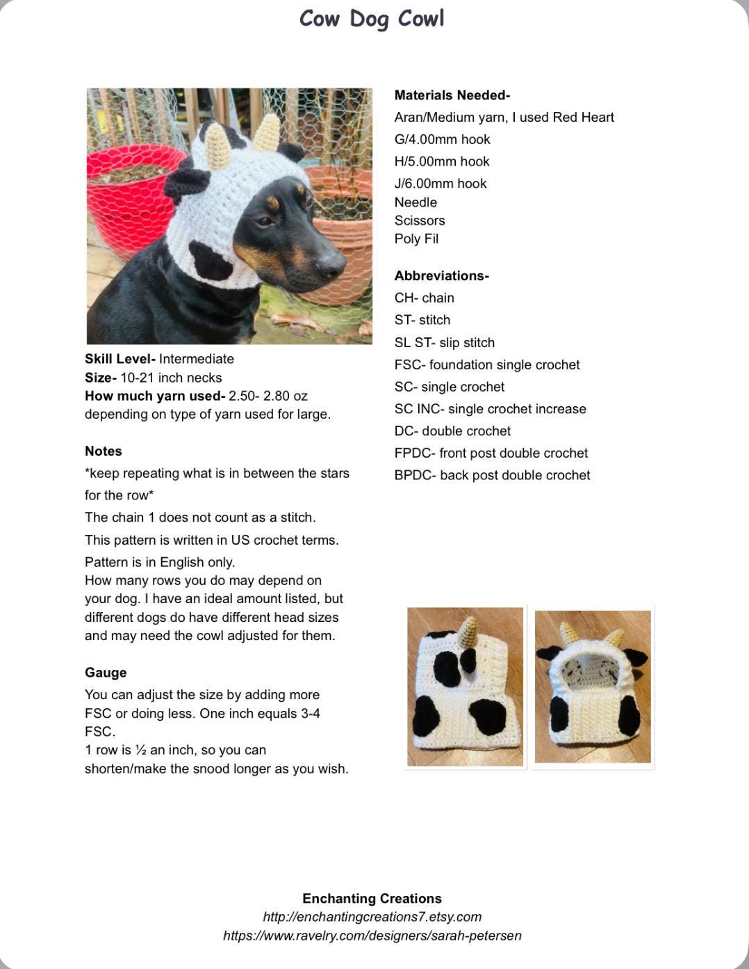 Crochet Pattern Dog Cow Cowl Snood - Etsy