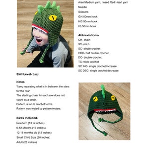 Crochet Pattern T-rex Hat, Tyrannosaurus Rex Hat, Dragon Kids Hoodie, Stegosaurus Pattern - Etsy