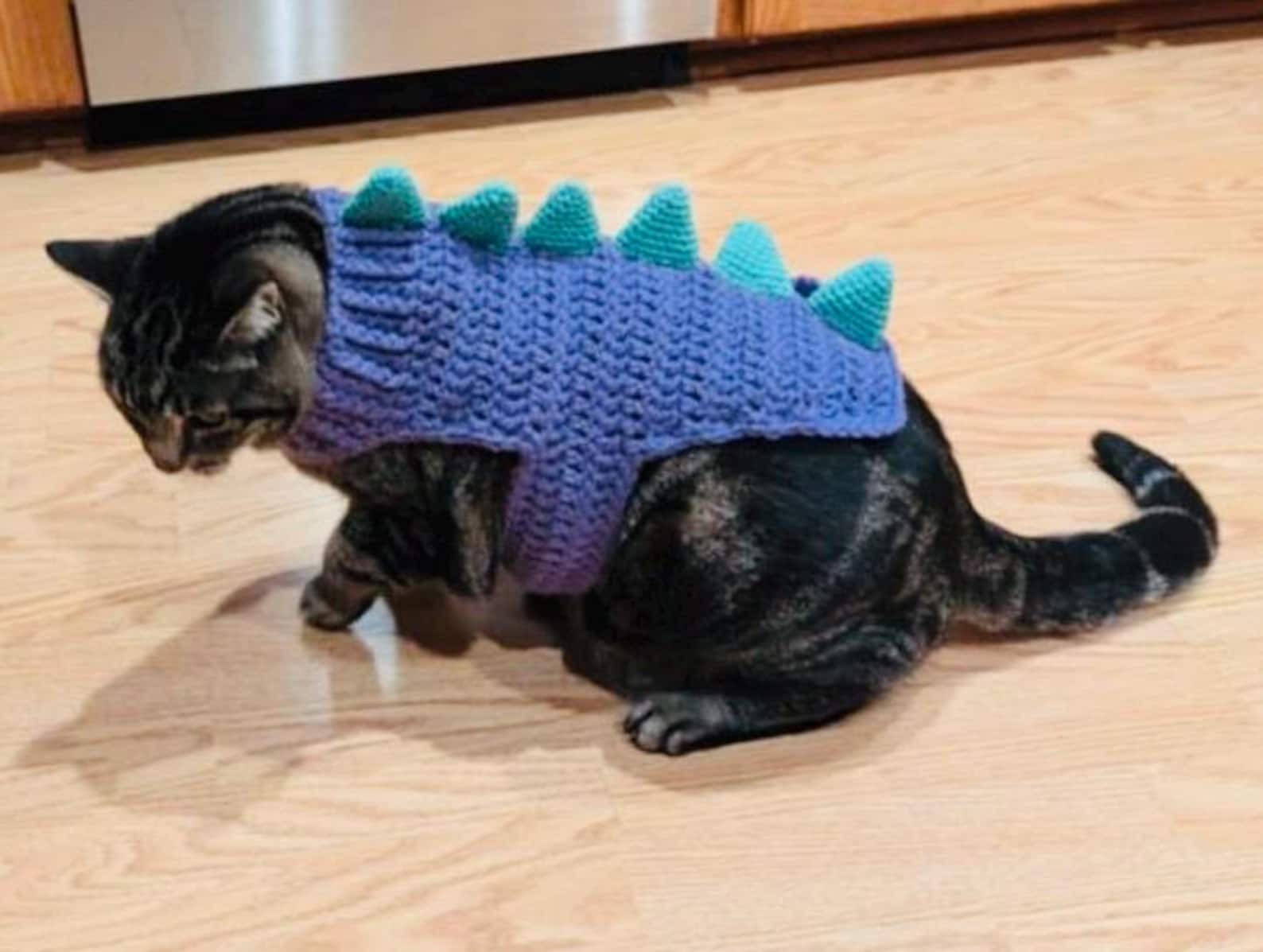 Cat Dinosaur Sweater Crochet Pattern, Dog Dinosaur Sweater, Small Pet ...
