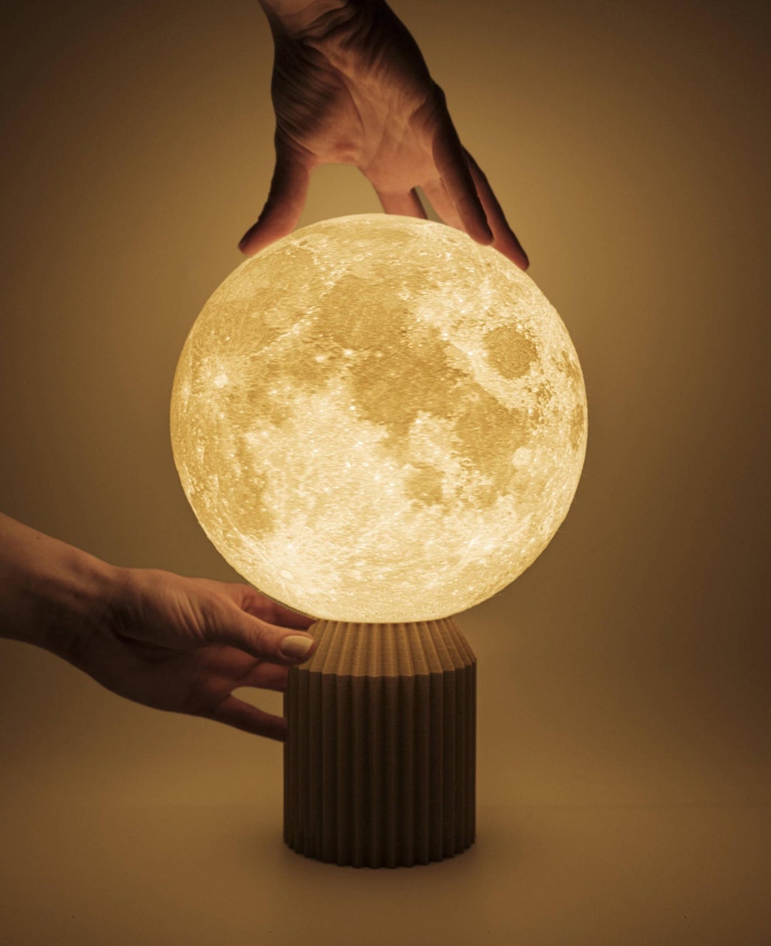 3D Printed Moon Lamp: RGB LED Bioplastic & Wood Lunar Multi-colour ...
