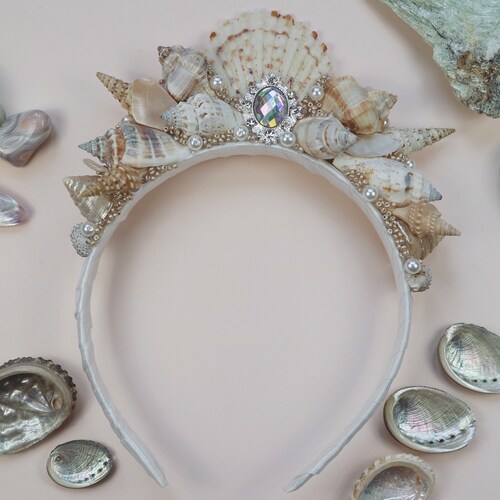 Navy Blue & Gold Sea Shell Mermaid Crown Hair Head Band - Etsy