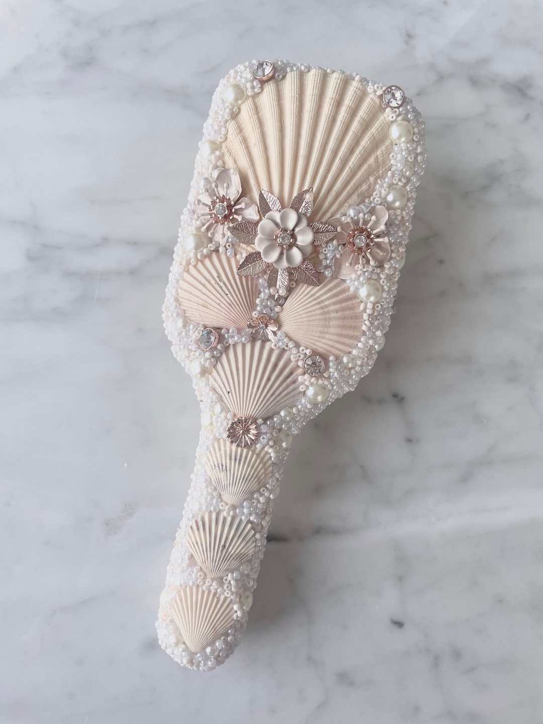 Amphitrite Hair Brush Cream Beige Gold Sea Shell Mermaid Brush Diamond ...