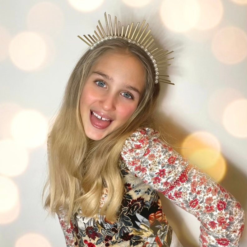 Gold Spike Halo Ivory Pearl Hair Band Headband Crown Piece | Etsy